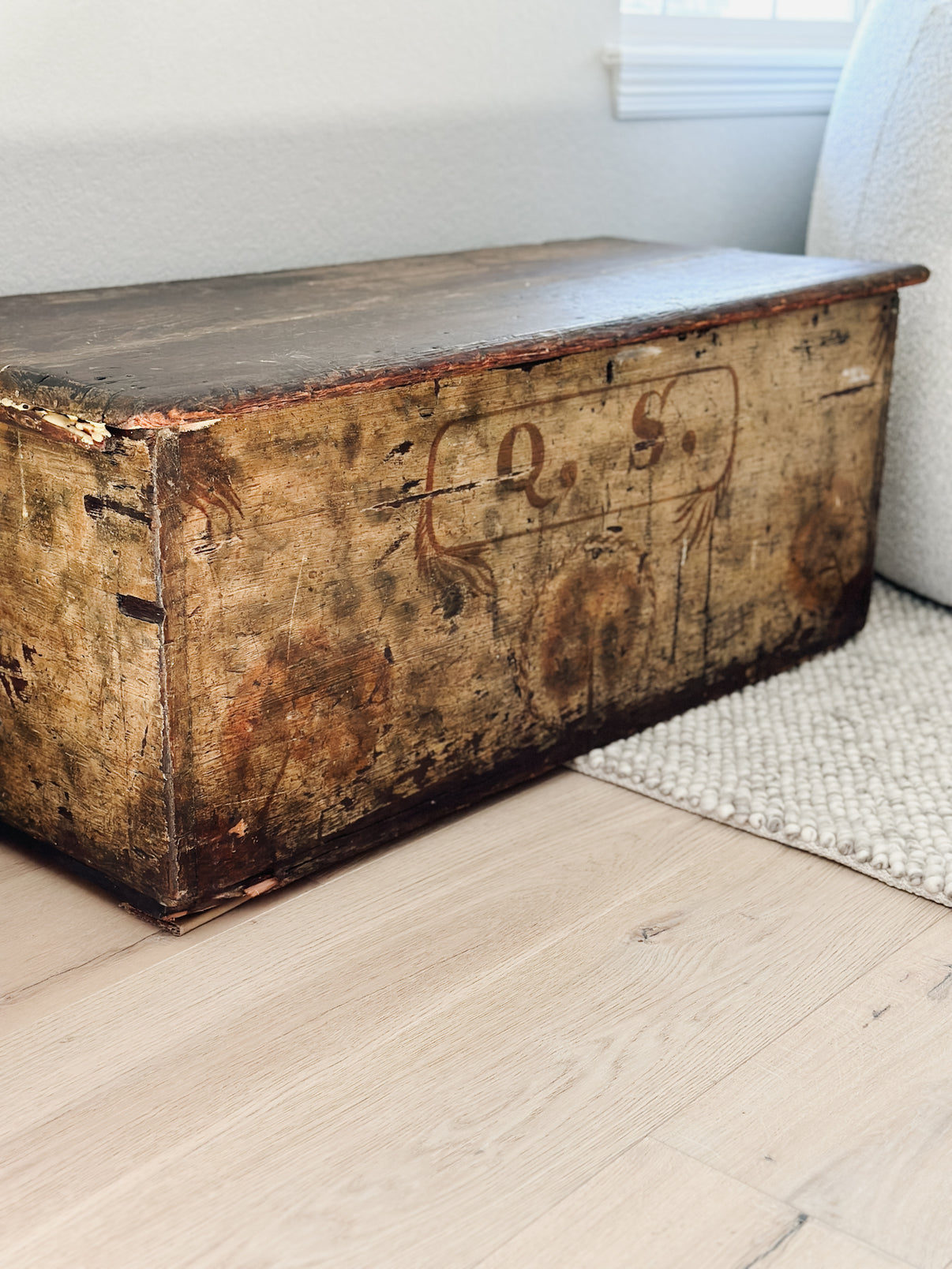 Antique Hand-Painted Wood Trunk/Chest – Patina Maison