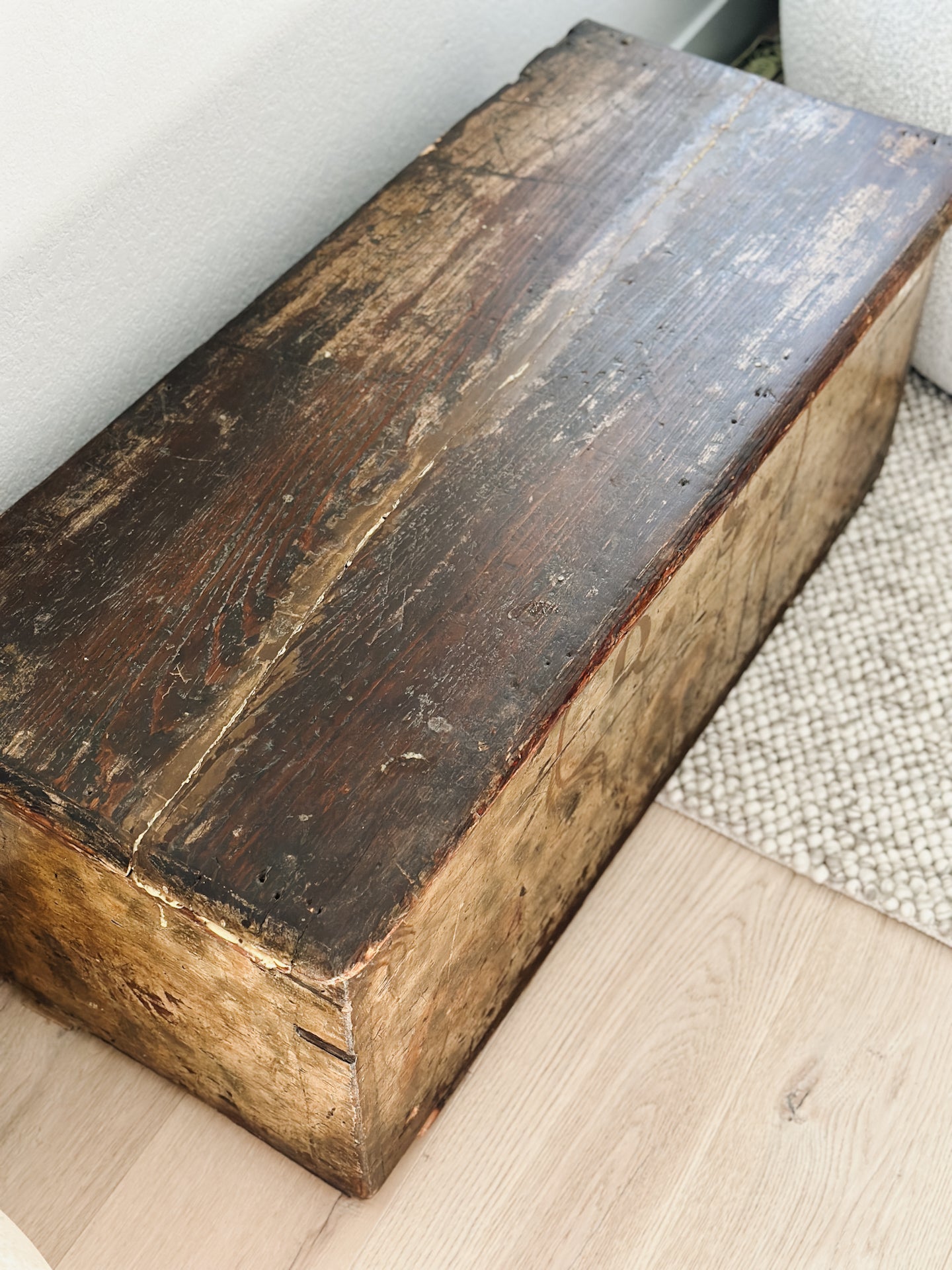 Antique Hand-Painted Wood Trunk/Chest – Patina Maison